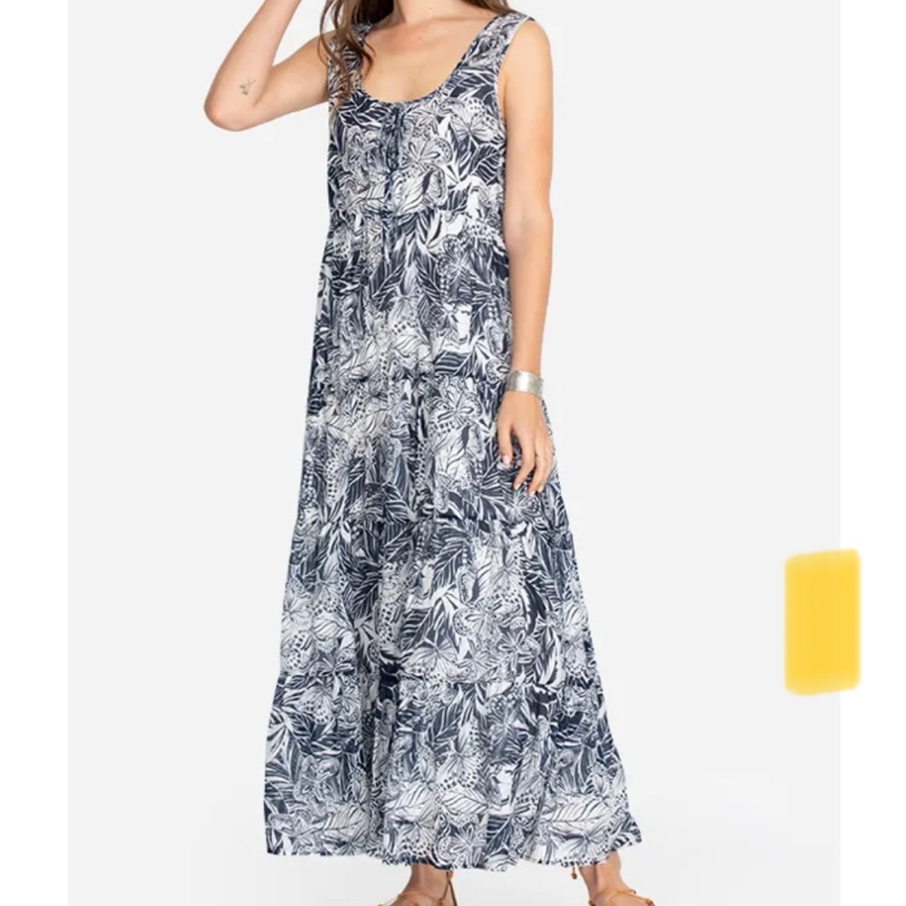 Johnny Was - Lina Tiered Maxi Dress White & Blue - Sm… - Gem
